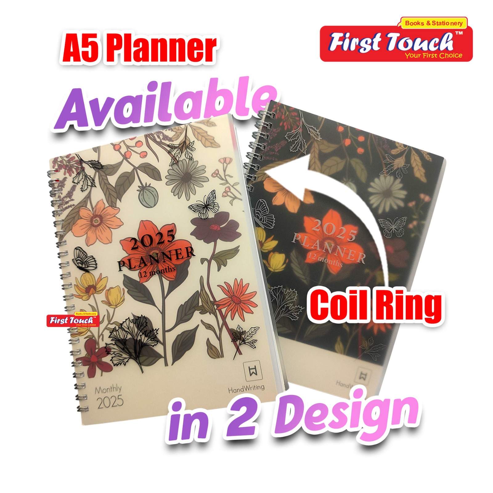 Diary 2025 Monthy Planner Soft Ring A5 / B5 Note Book Handwriting Diari ...