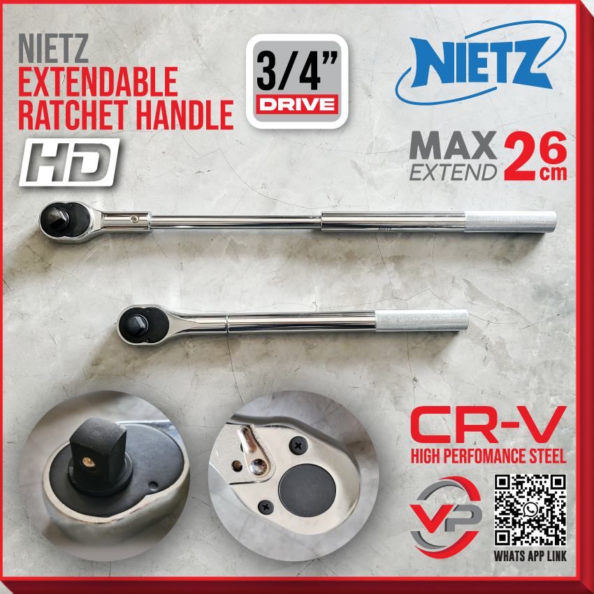 NIETZ 3/4" DRIVE HEAVY DUTY EXTENDABLE RATCHET HANDLE MODEL 500-69-250 ...