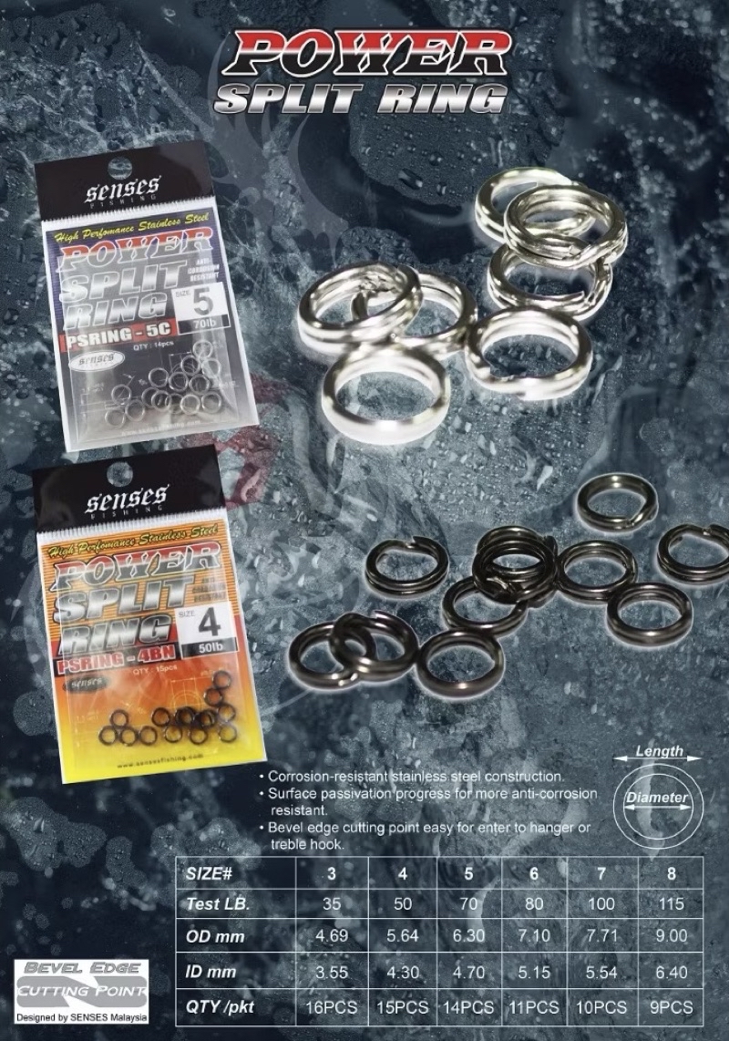 SENSES Power Split Ring High Performance Black & Chrome Stainless Steel Extra Strong Heavy Duty ...