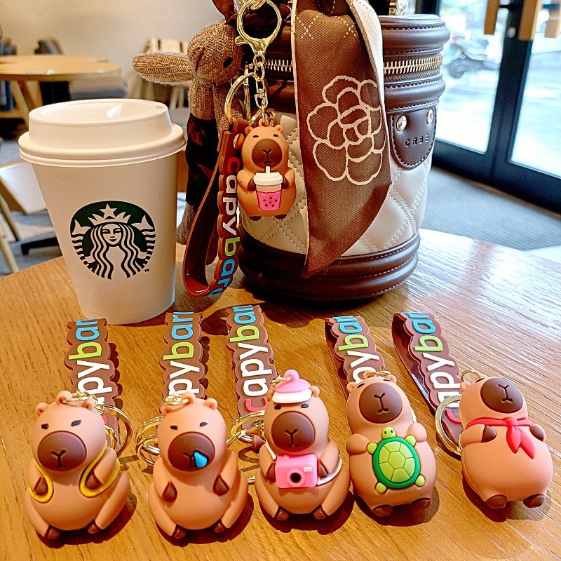 Capybara Keychain Capibala Cute Kapibara Keychain Cartoon Keychain Doll ...