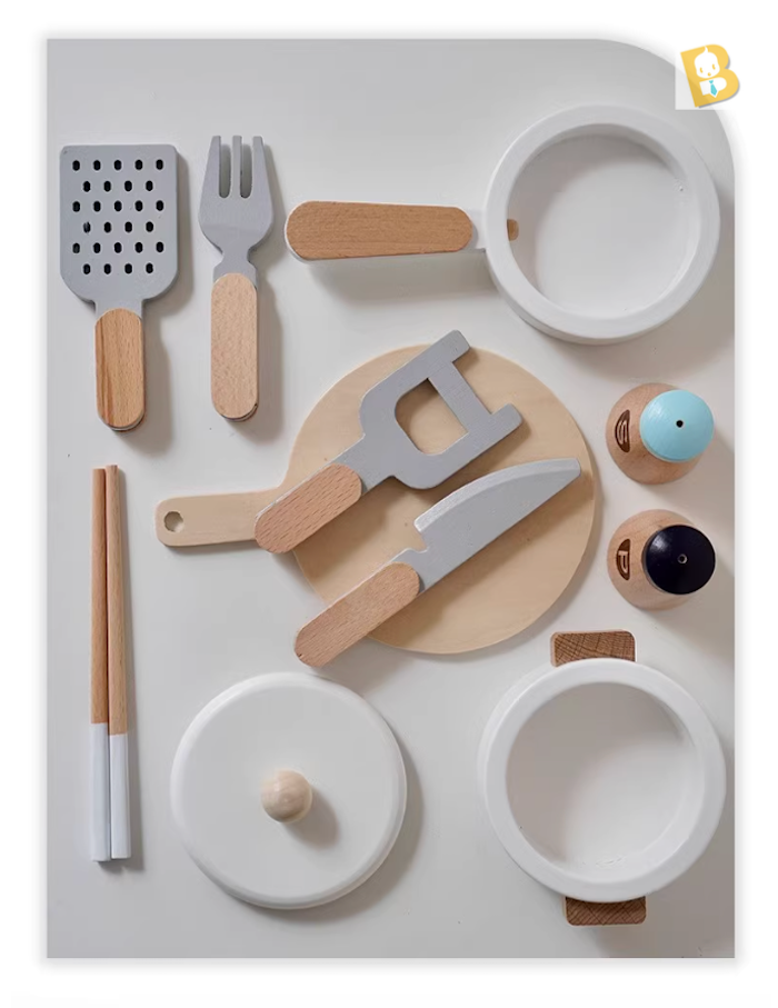 BabyBoss Wooden Play Food Cutting Meats Vegetables Fruits Kitchen ...