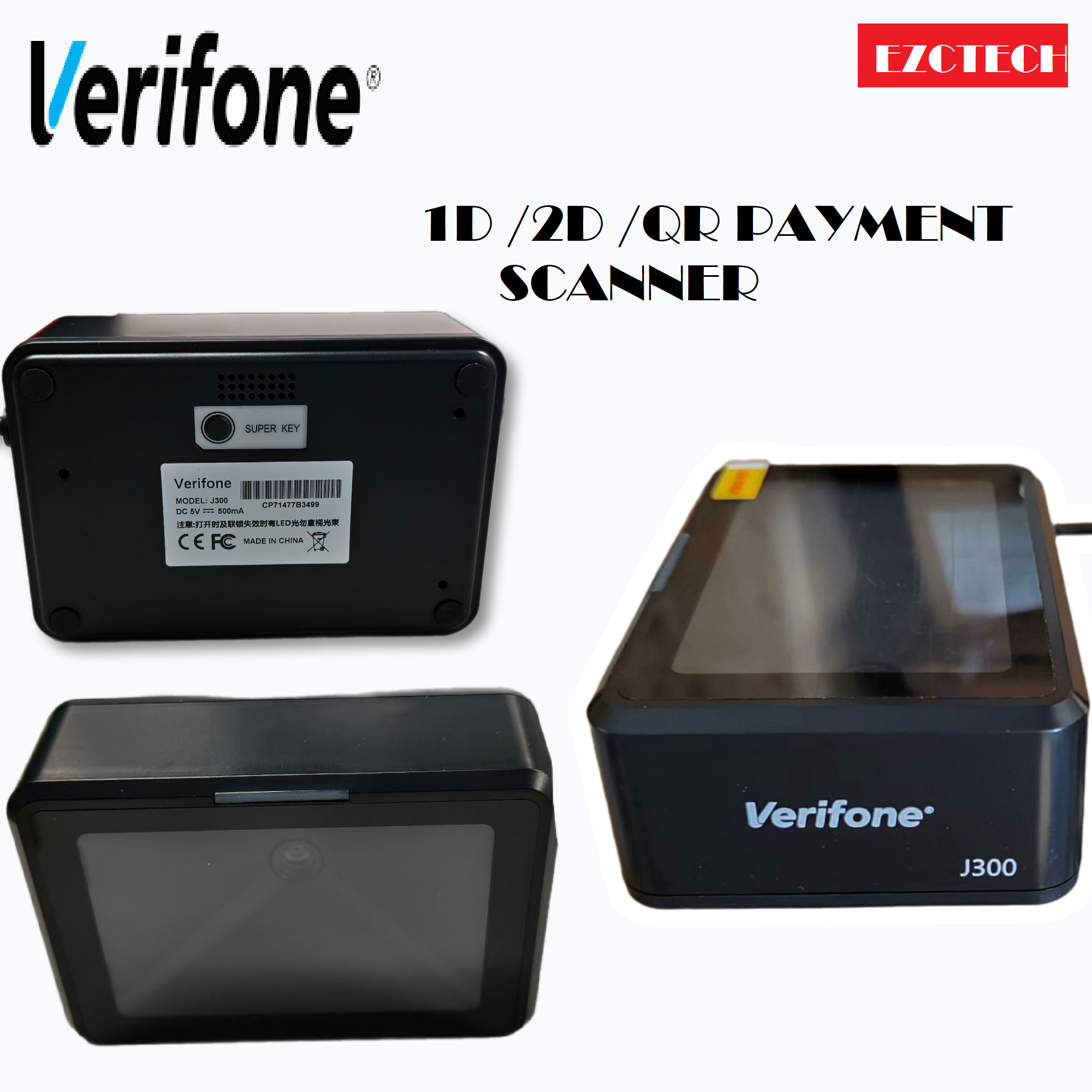 Verifone J300 1D/2D/QR Payment Scanner High Sensitive Sunmi Blink ...