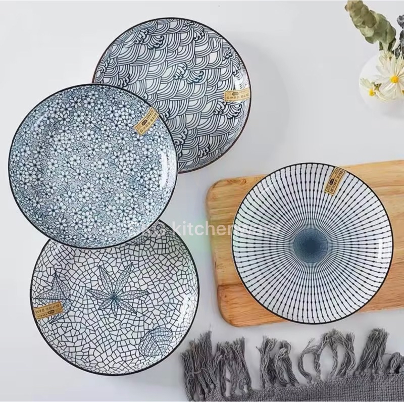 7" Microwaveable Japanese Style Ceramic Rice Plate Salad Plate Deep ...