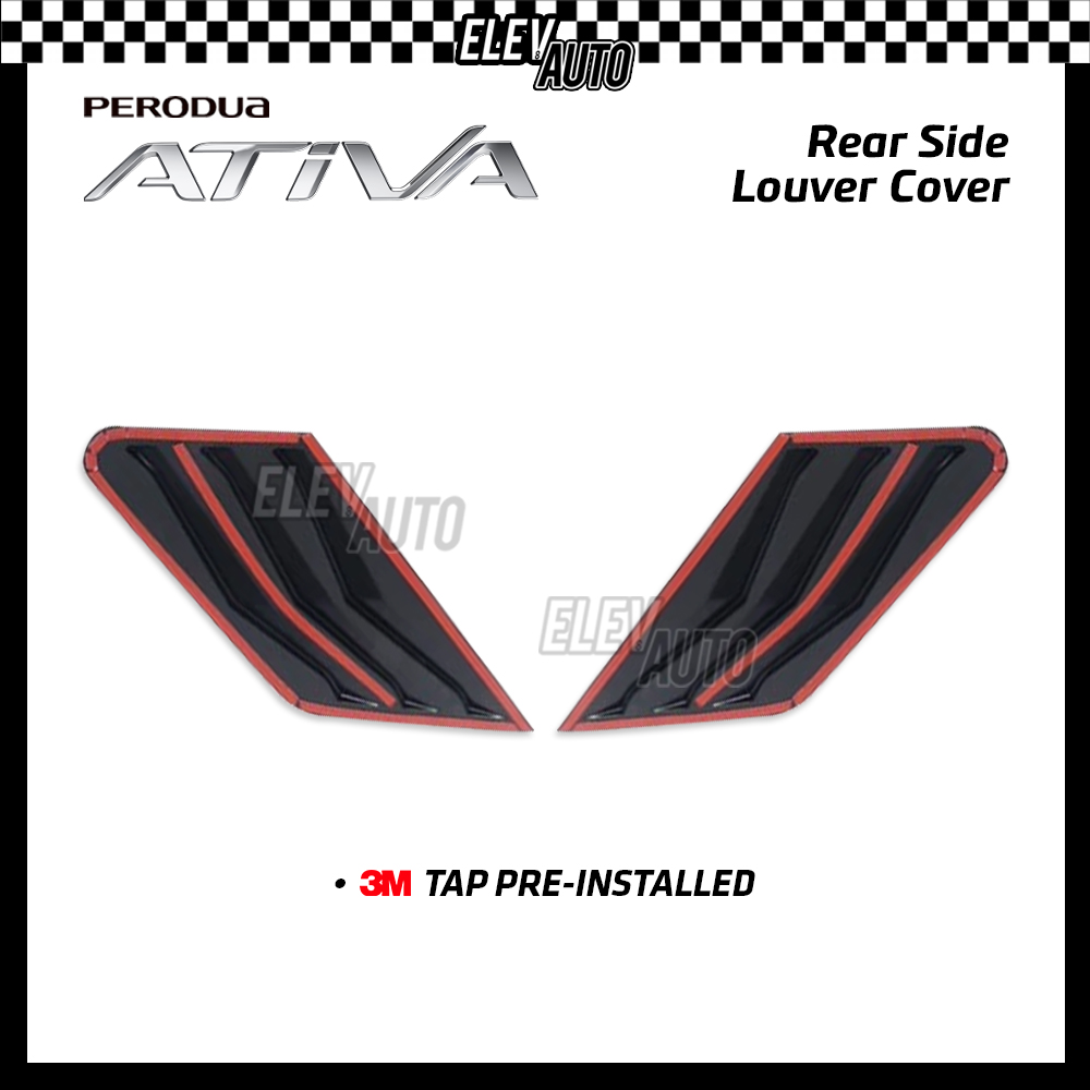 Perodua Ativa Rear Side Louver Cover Shark Fin Window Trim Carbon Black ...
