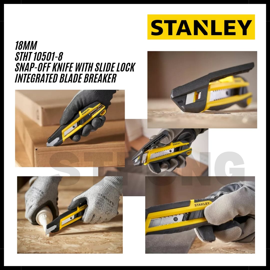 Stanley 18mm Cutter with Slide Lock and Integrated Blade Break System ...