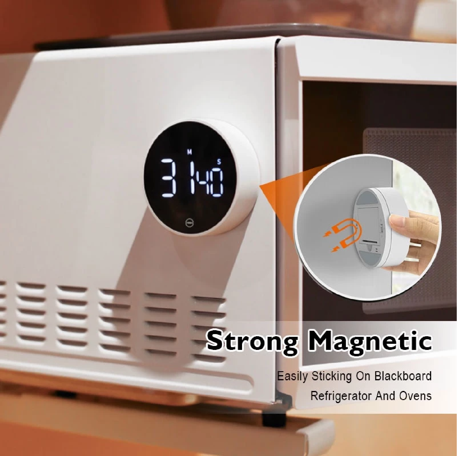 Rotating Timer Full LED Digital Screen Silent Alarm Magnetic/ Jam ...