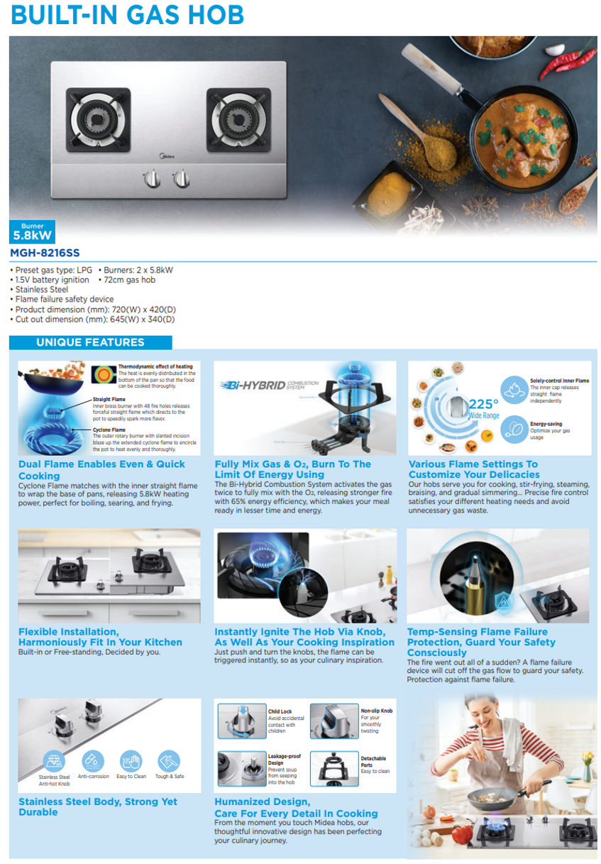 【FREE DUCTING HOSE】MIDEA 1400m3/hr Cooker Hood MCH-90J82 + Midea Built ...