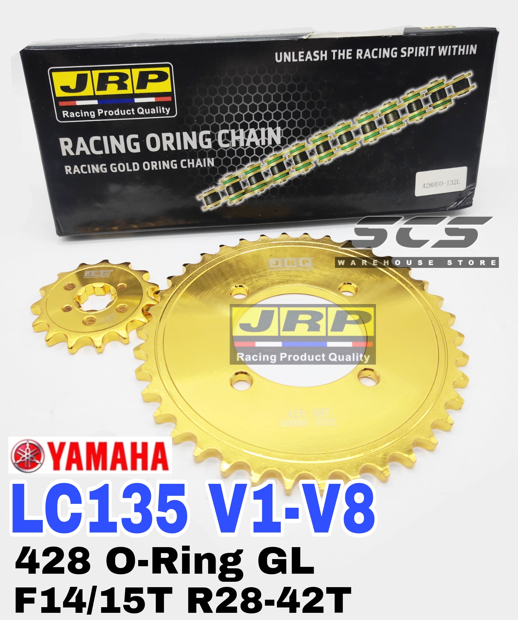 JRP Sprocket Set Yamaha LC135 V1 V8 415 Rantai Oring 428 Gold O-Ring ...