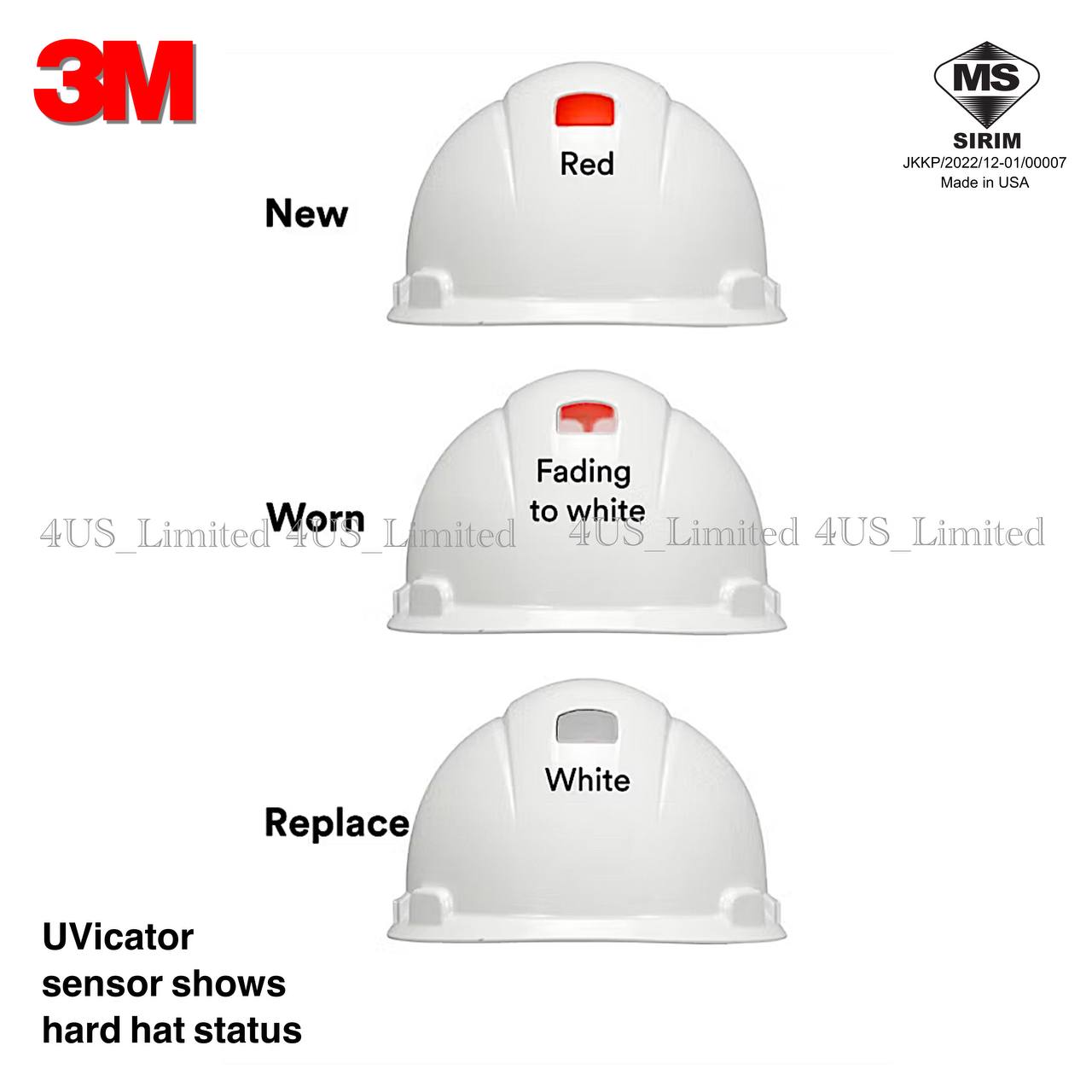 3M H-701SFR-UV 3M Safety Helmet Short Brim Hard Hat / 4-Point ...