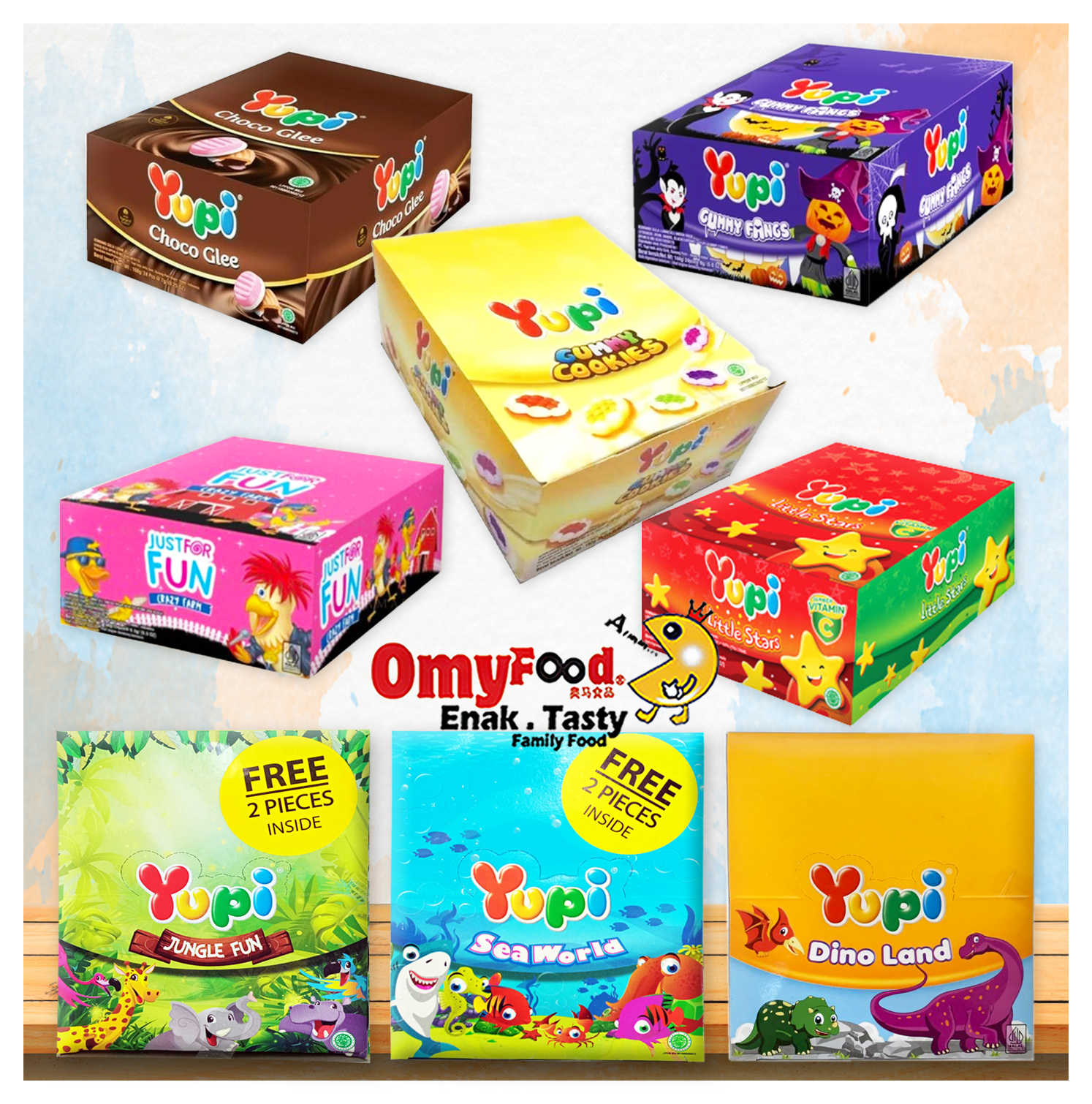 144g Yupi Gummy [Jungle Fun/Dino Land/Sea World/GummyCookies/Little ...