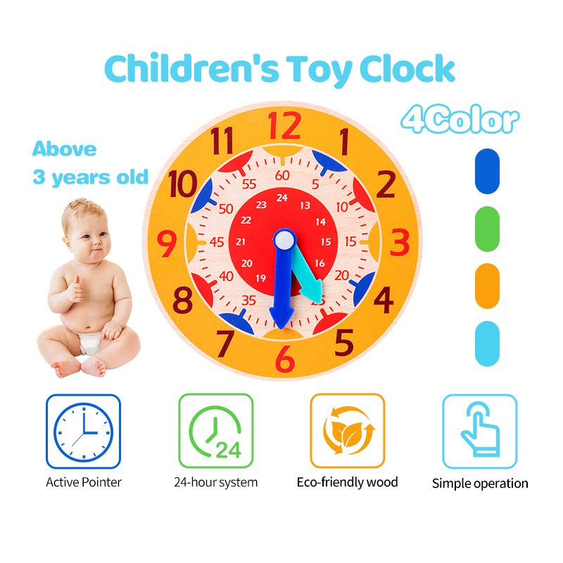 Educational Toy Clock Model Preschool Teaching Clock Model Toy Wooden ...