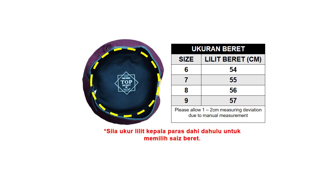 BERET MAROON PEMIMPIN Pegawai KRS / TKRS (1Set) siap jahit - Topi ...