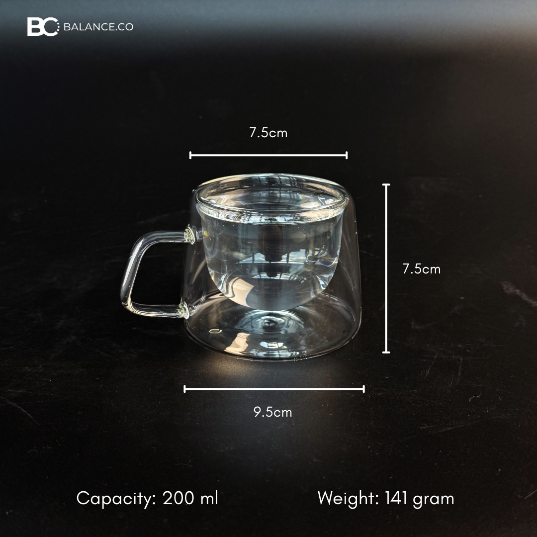 DeltaOng Double Wall Glass Coffee Mug Espresso Clear Insulated Tea Cup ...
