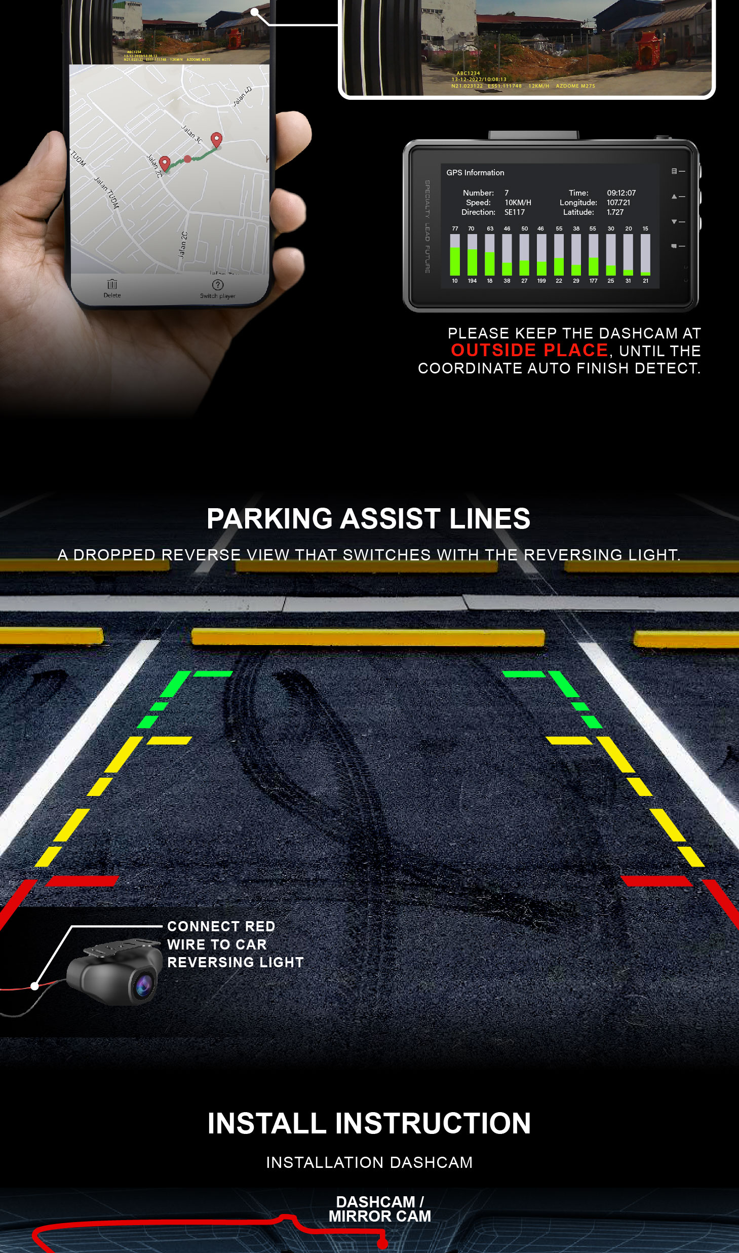 AZDOME M27S 1440P Quad HD Dual Channel Front & Rear Dash Cam Night ...