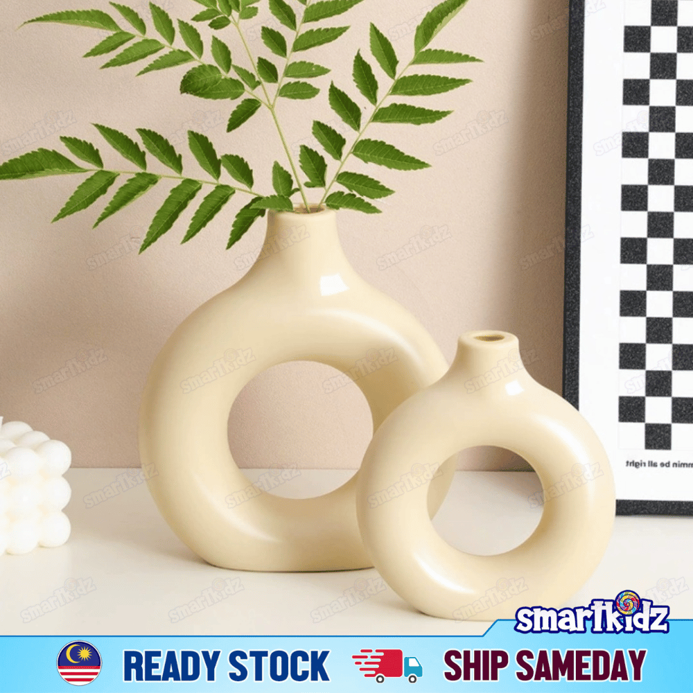 [1Box] Premium Round Vase Nordic | Doughnut Series Round Vase | Modern ...