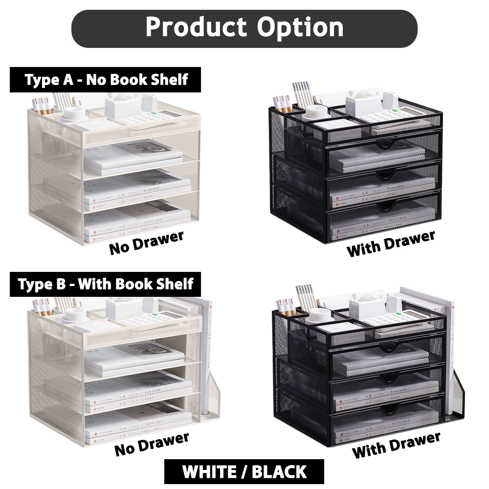 [4 Tier] Worthbuy Metal Desk Organizer Office Drawer Rack Stationery ...
