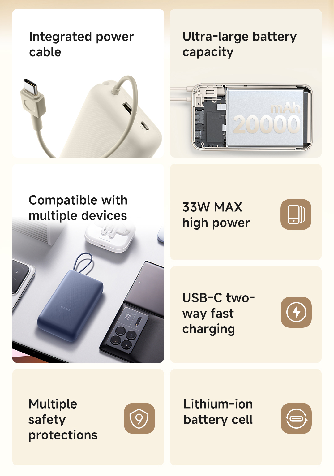 Xiaomi 33W Power Bank 20000mAh (Integrated Cable) | Shopee Malaysia