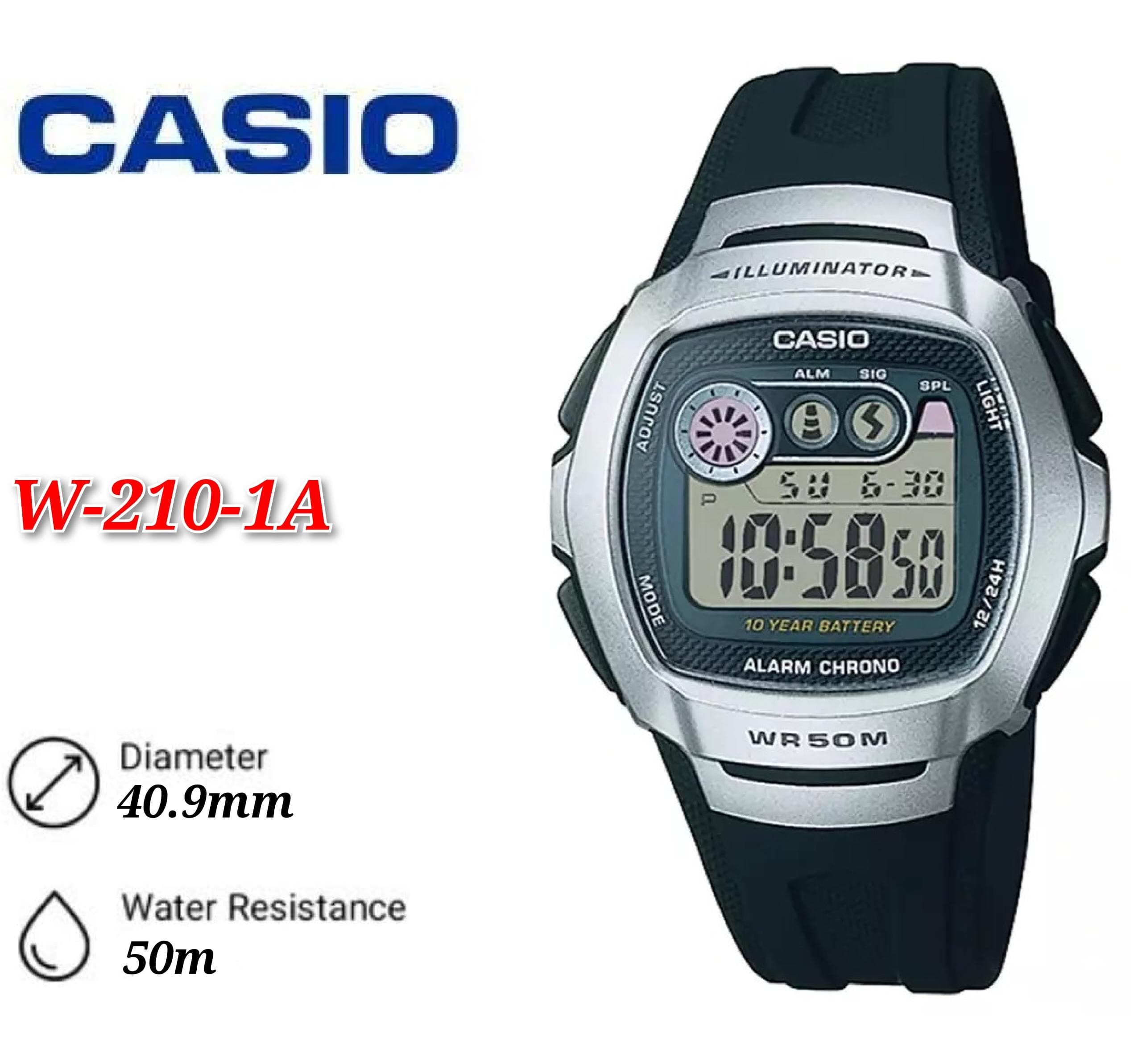 Casio Youth Digital W-210-1A | Shopee Malaysia