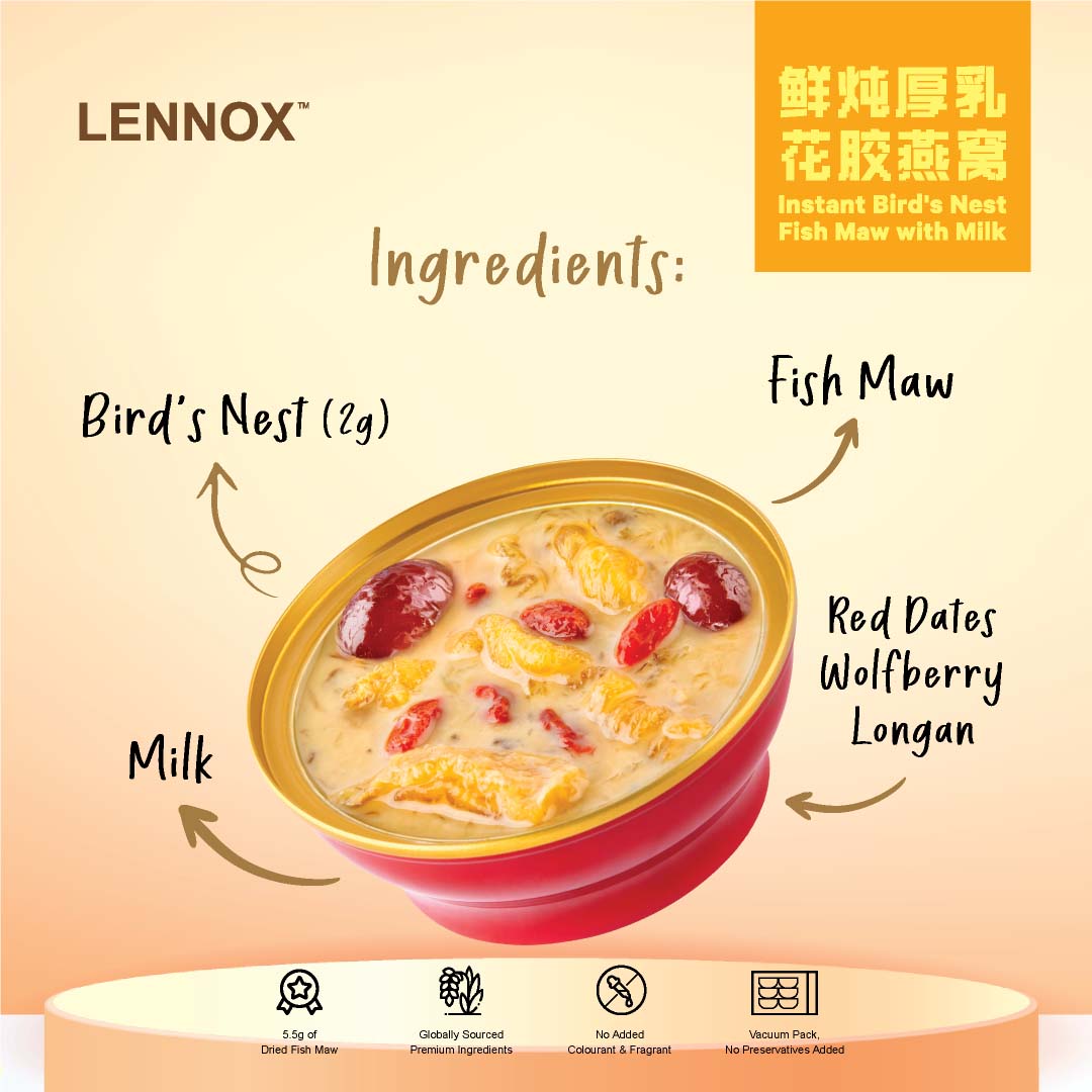 (Wealthy 2025) Lennox Instant Bird's Nest Fish Maw with Milk 165g x 6 ...