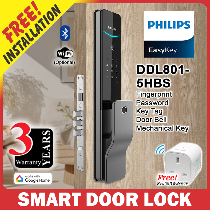Philips DDL801-5HBS 8000 Series Push Pull Smart Door Lock (Fingerprint ...