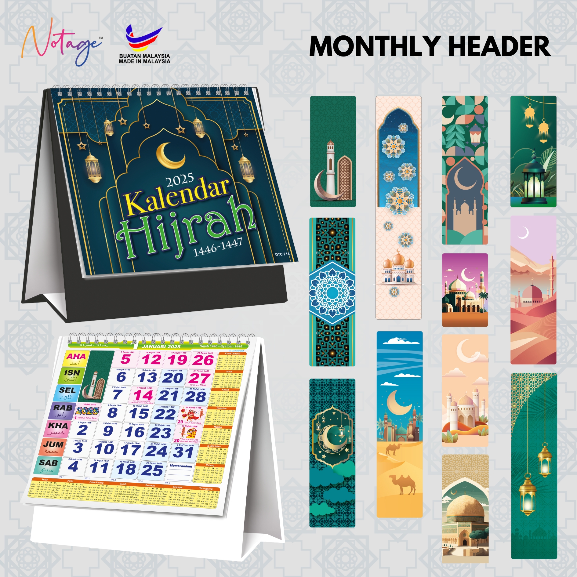 Year 2025 Kalendar Hijrah Table Calendar Desktop Flip Calendar Islamic ...