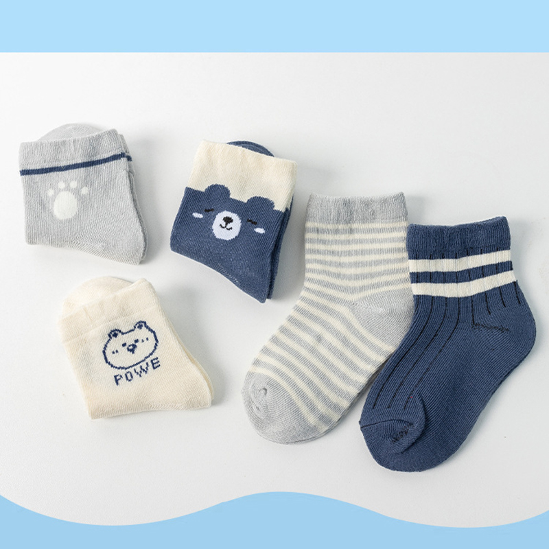 5 Pairs/Set 0-3 Years Kids Socks Baby Cute Cartoon Socks Newborn Soft ...