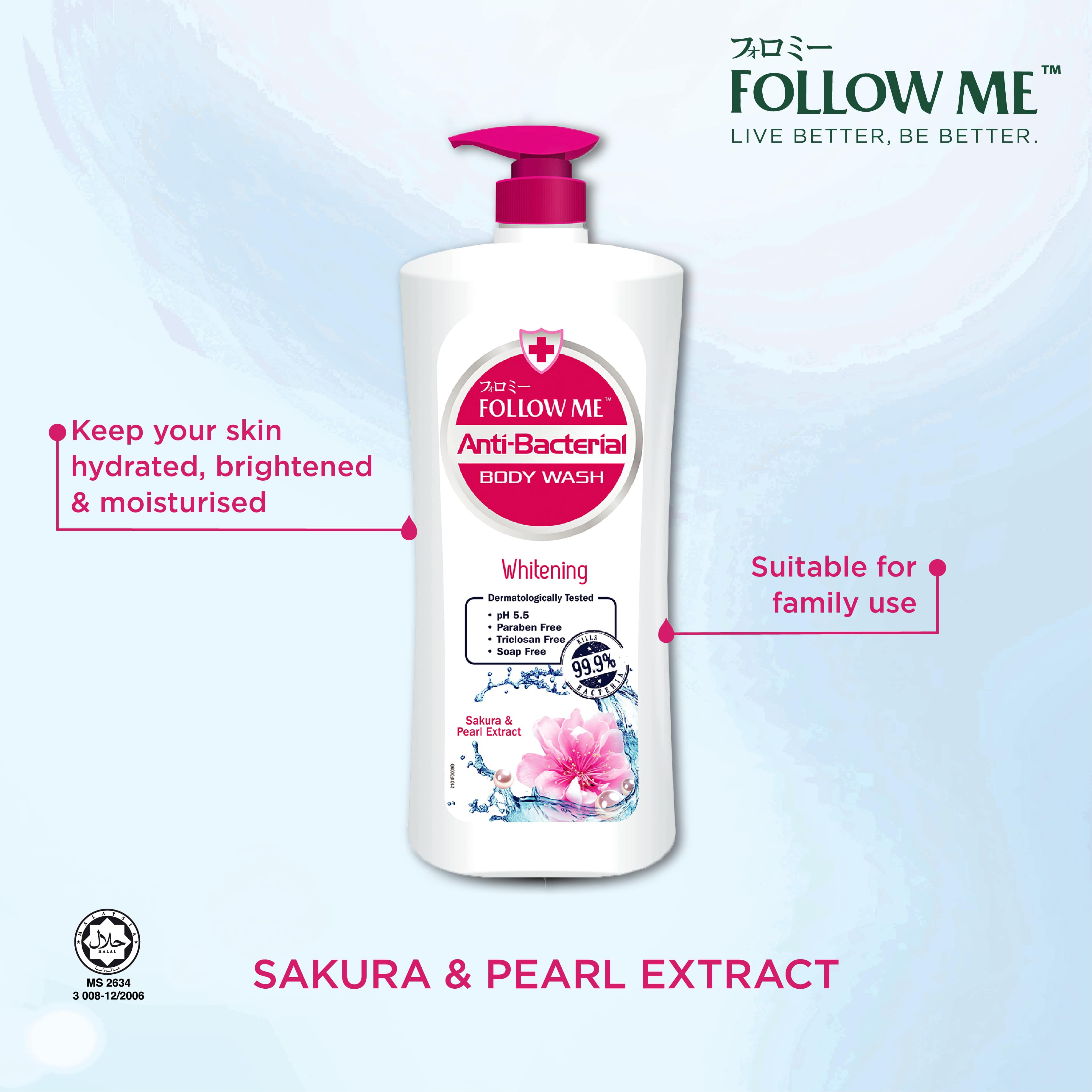 Follow Me Anti-Bacterial Body Wash 1,000ml (Whitening) | Shopee Malaysia