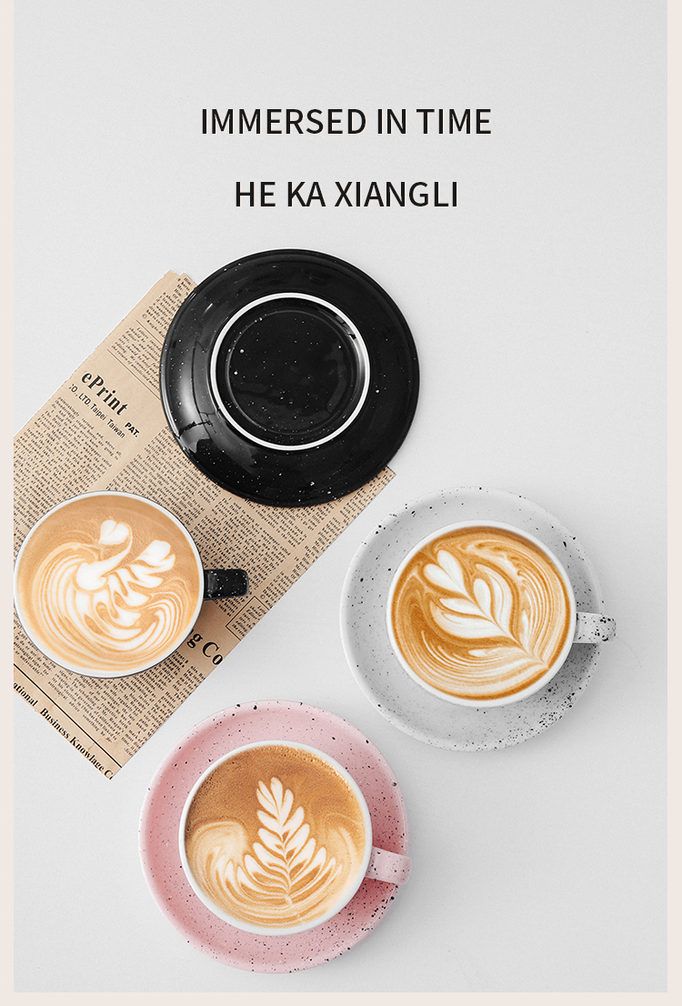 BINCOO 300ml Professional Latte Art Coffee Cup and Saucer Set - Ceramic ...