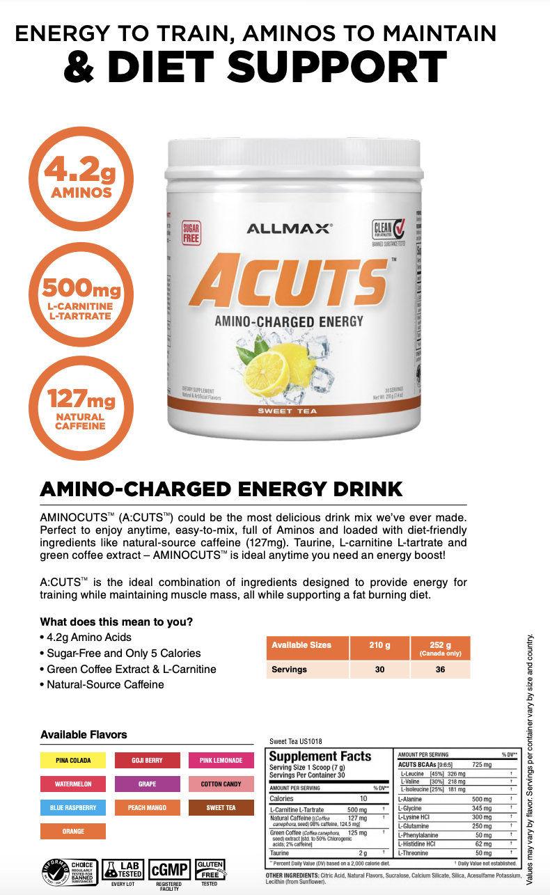 All Max Nutrition A Cuts Amino Cuts Pre-Workout/Fat Burner Pro Sukan ...