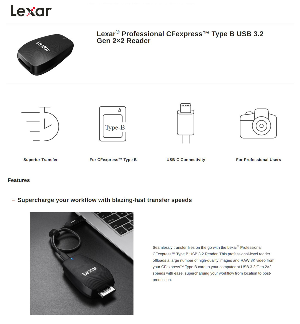 Lexar Professional CFexpress Type B USB 3.2 Gen 2x2 Reader LRW550U-RNBNG | Shopee Malaysia