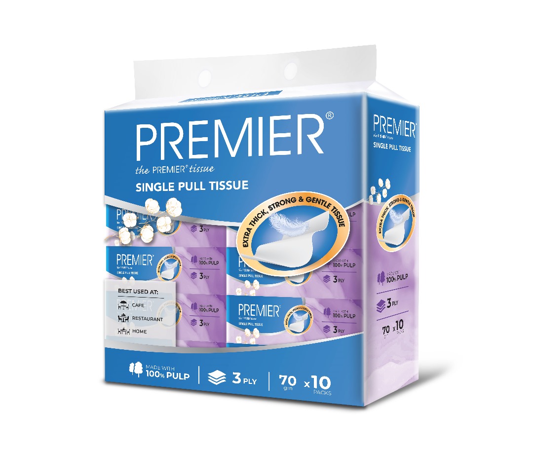 Premier Single Pull Tissue (SPT) 3 PLY (70 Gram x 10 Packets) | Shopee ...