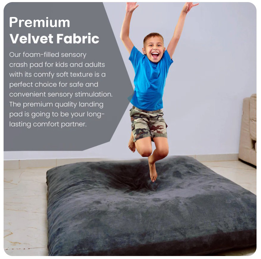 Crash Pad Sensory Pad with Foam Blocks 5 Foot X 5 Foot Grey - for ...
