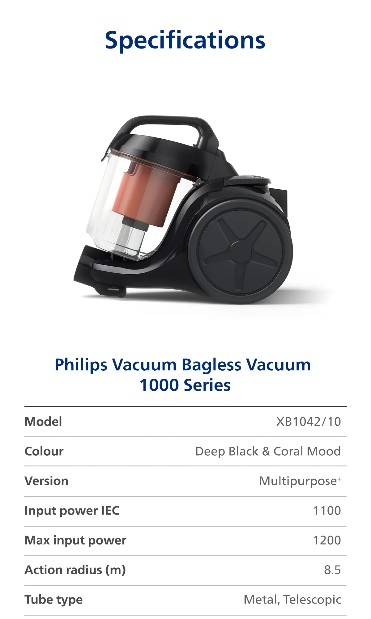 Philips XB1042 | Bagless vacuum cleaner | PowerCyclone 3 technology ...