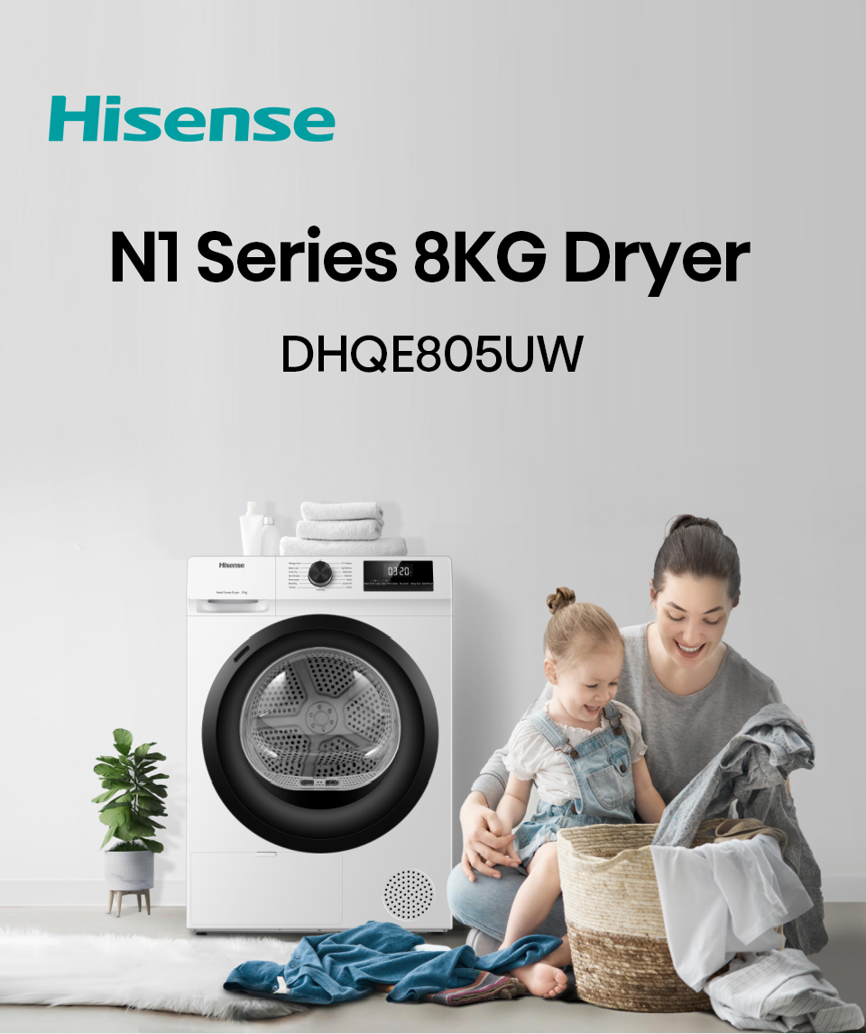 Hisense Heat Pump Dryer (8kg / 10kg) DH5S1095UB / DHQE805UW Hisense ...