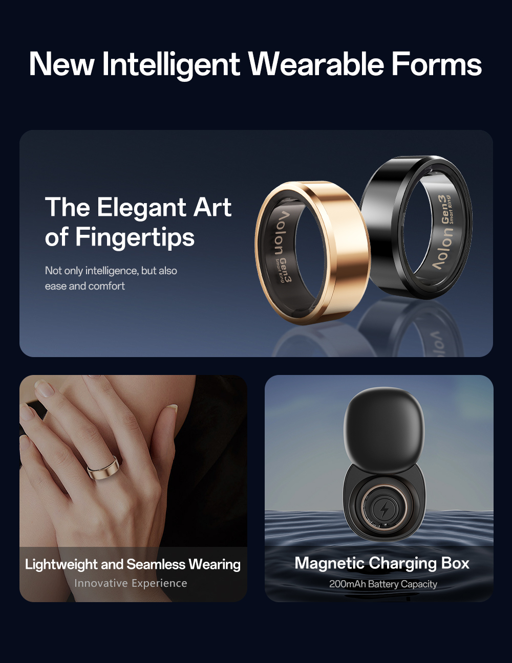【New】Aolon GEN3 Smart Ring Sleep Heart Rate Health Sports Monitor ...