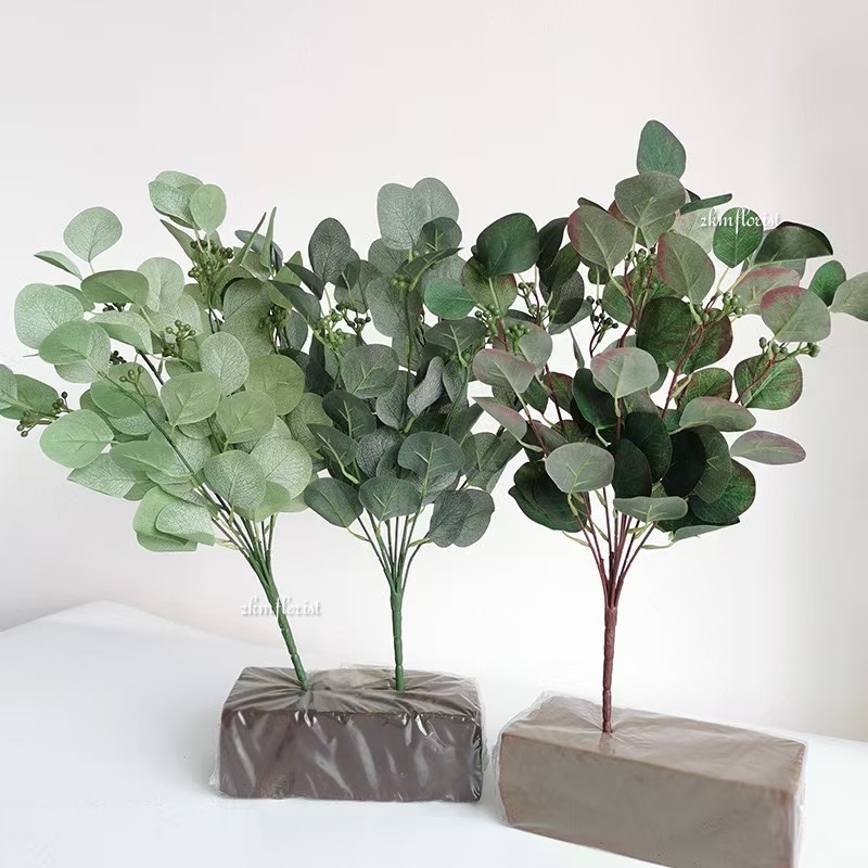(7HEADS) MONEY PLANT ARTIFICIAL Silver Dollar Buah Daun Hiasan ...