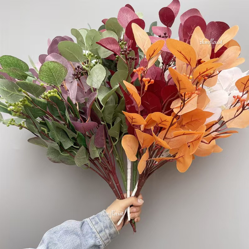 (7HEADS) MONEY PLANT ARTIFICIAL Silver Dollar Buah Daun Hiasan ...