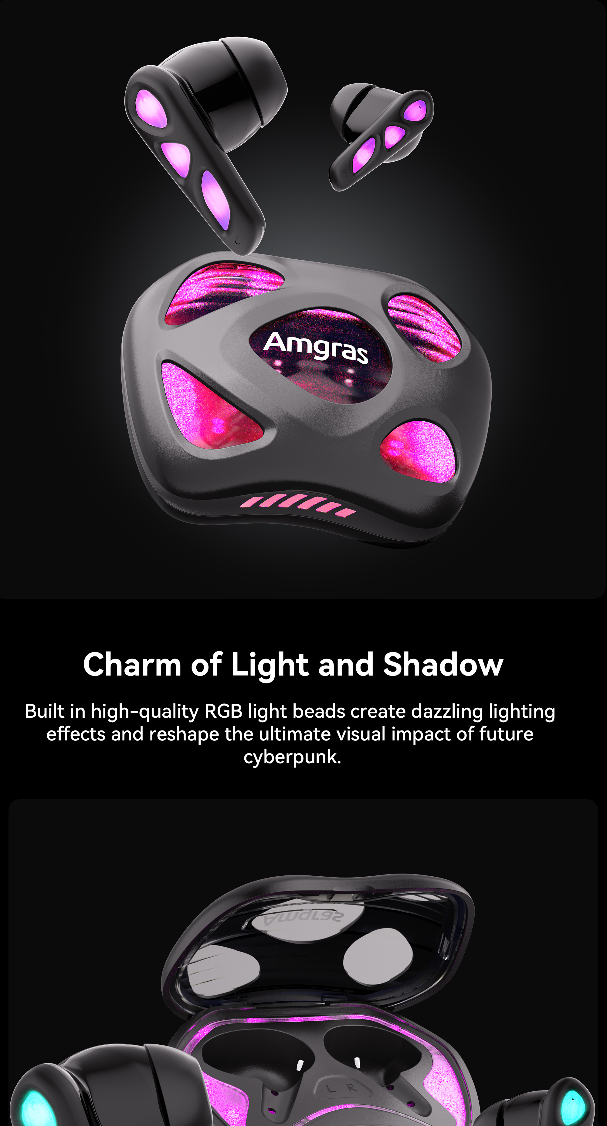 Amgras XNew Buds Gaming earphone bluetooth earbud Low latency 6Mic ENC ...