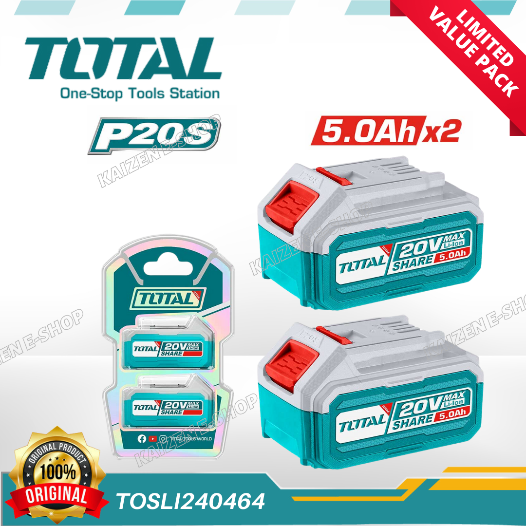 TOTAL P20s 20V Li-Ion Battery & Charger Kit Combo Set ( TOSLI230701 / TOSLI240312 / TOSLI240464 ...