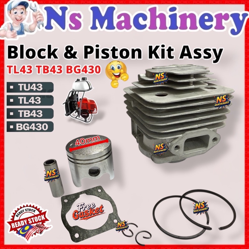 Cylinder Block Piston TL43 TB43 TU43 BG430 SR430 SS650 Heavy Duty Mesin Rumput Cylinder Piston ...