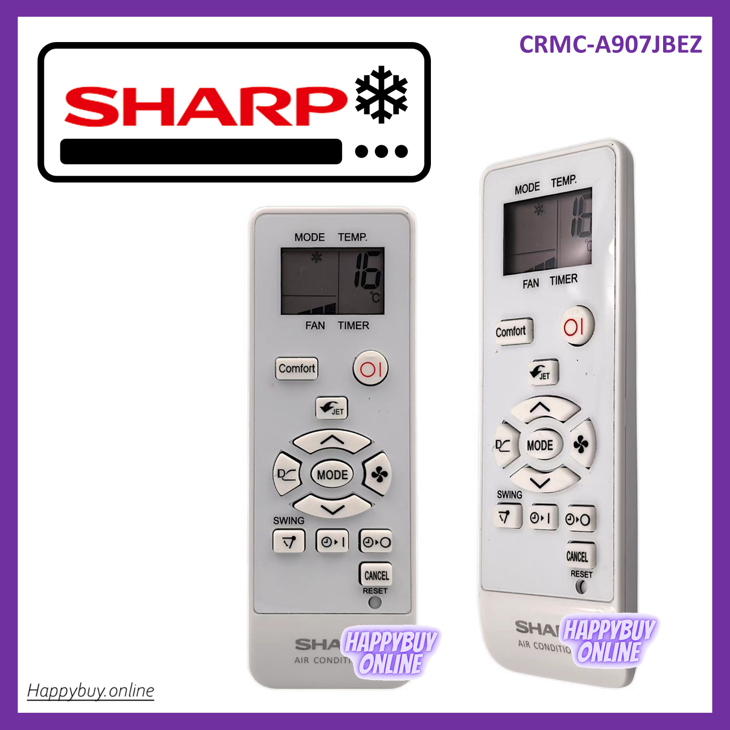 Sharp Air Conditioner Remote Control CRMC-A907JBEZ Replacement Remote Aircond Air Cond Sharp ...