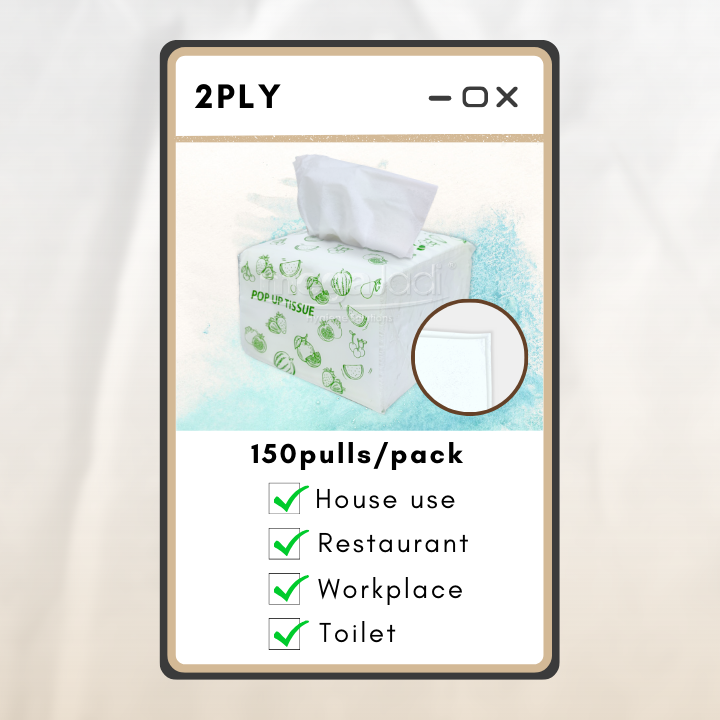 【10 Packs】Pop Up Tissue Fully Packing Refill Pack HBT Hygiene Bathroom ...