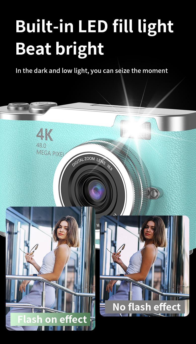 Digital Camera 4K 48MP Photography Camera Rechargeable Cameras 2.4 inch ...