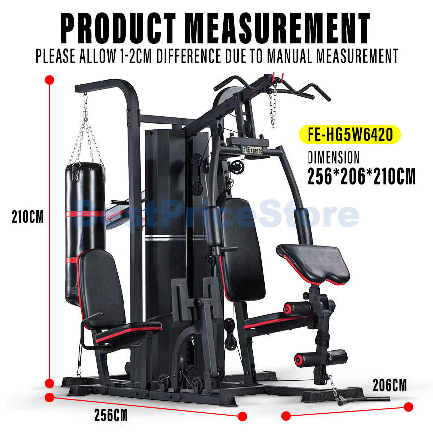 BPS FEXPERT 5Way Home Gym Station Machine Equipment 72kg Stack Leg ...