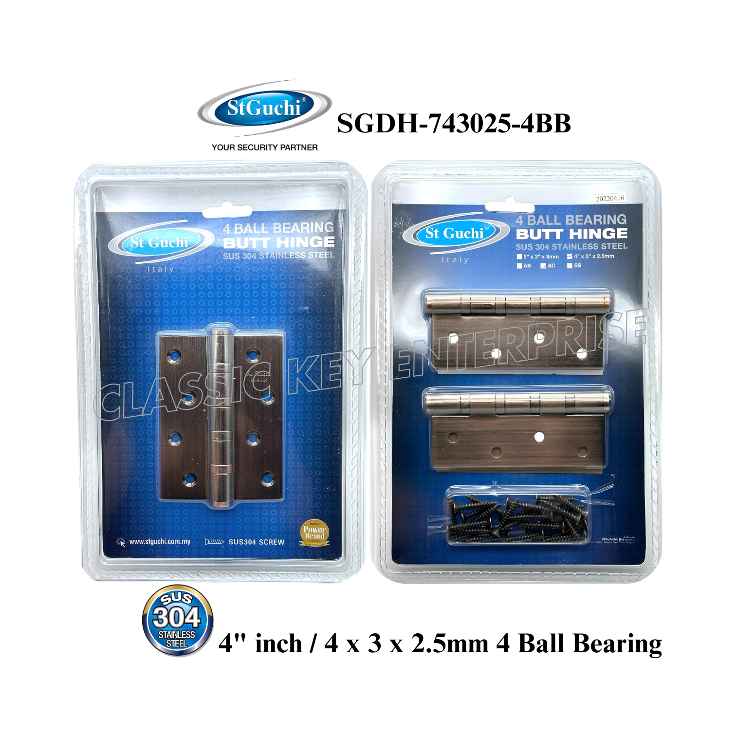 St Guchi Door Hinges SUS304 Stainless Steel Heavy Duty 4 Ball Bearing ...