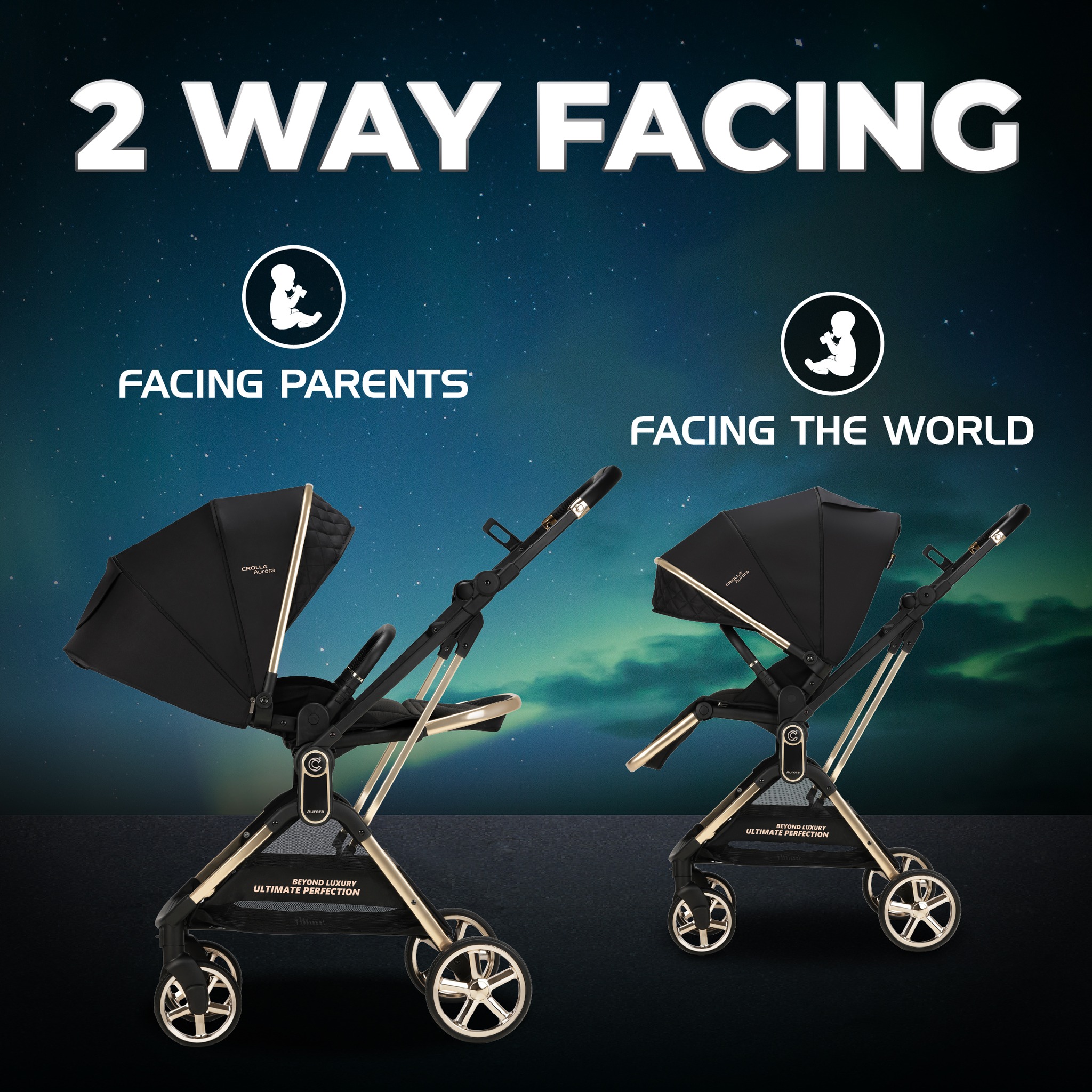Crolla Aurora - Auto Fold, Two Way Facing Newborn Baby Stroller ( 0 ...