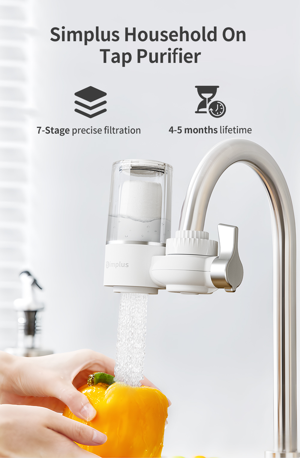 Simplus Tap Water Purifier|0.01µm Ultrafiltration Filter|2L/Min Large Waterflow|7Layer ...