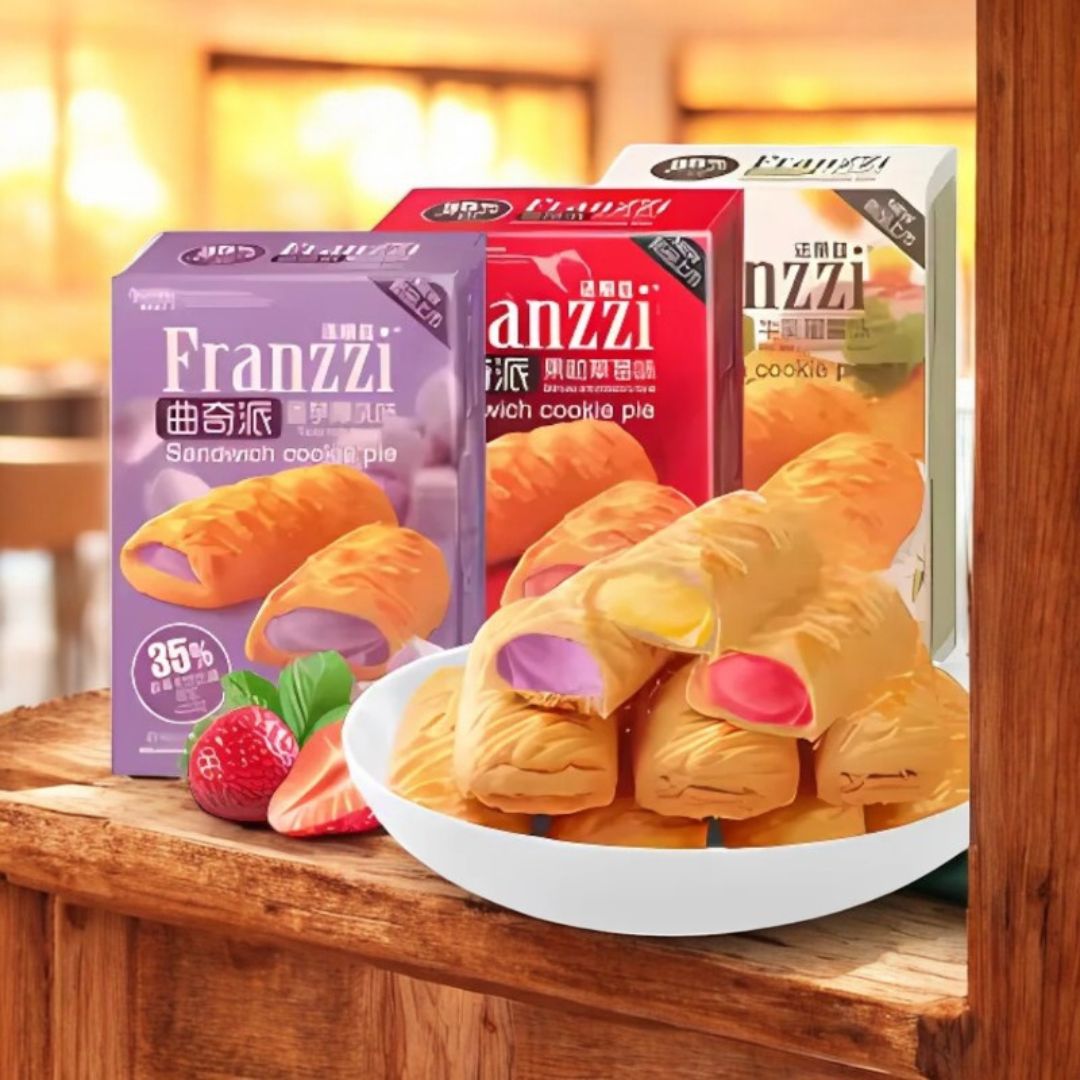 法丽兹曲奇派 牛乳蛋羹味/草莓味/香芋厚乳味 Franzzi Sandwich Cookie Pie Milk & Egg Custard ...