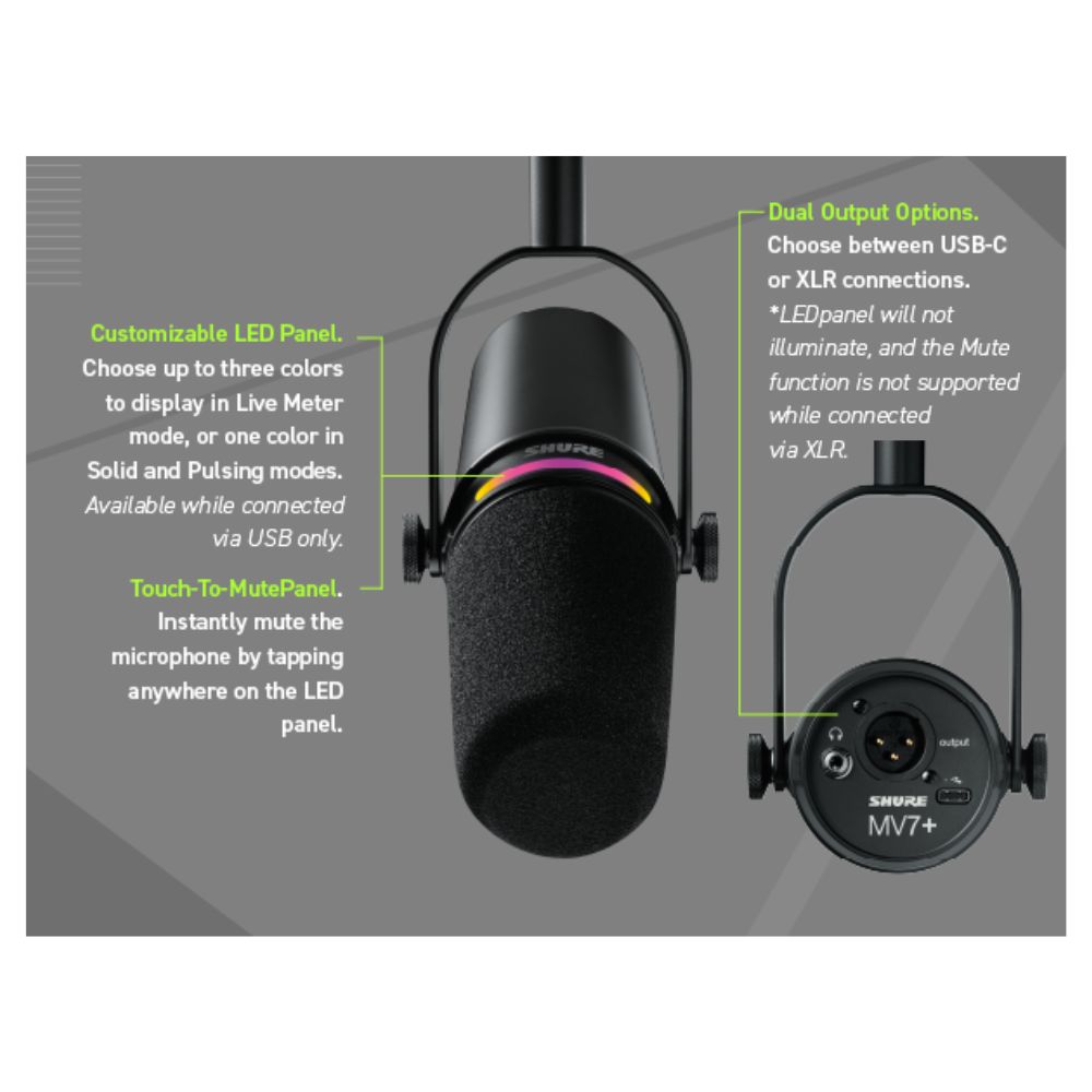 Shure MV7+ USB Podcast Microphone - White / Black ( MV-7 / MV-7 PLUS ...