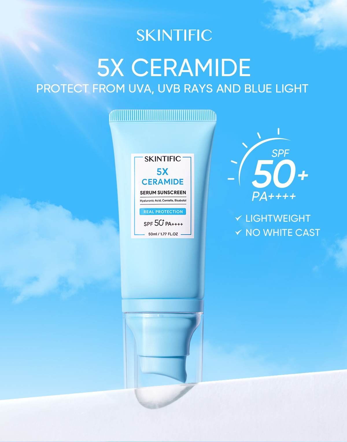 SKINTIFIC 5x Ceramide Serum Sunscreen SPF50+PA++++Repair Barrier ...
